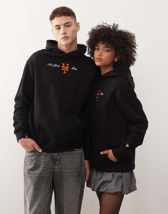 New Era NY Mets - Sweat à capuche oversize avec logo manuscrit - Noir