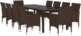 vidaXL Vidaxl - Ensemble &agrave; Manger de jardin 11pcs poly rotin et bois solide