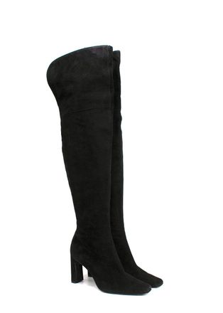 Charles Jourdan Black OTK Suede Boots Size 38.5