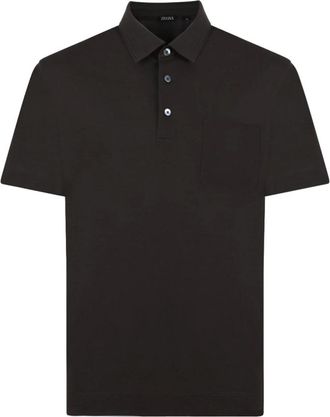 Ermenegildo Zegna Homme, Tops, Brun, Taille: XL Polo Marron avec Poche Avant