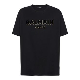 Balmain Homme, Tops, Noir, Taille: XL Metaic focked T-shirt