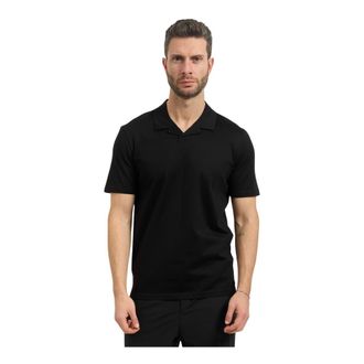 HUGO BOSS Homme, Tops, Noir, Taille: L Polo slim-fit avec &eacute;tiquette logo rouge