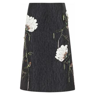 SIMKHAI Femme, Jupes, Noir, Taille: 34 FR Arla Floral Jacquard Midi Skirt