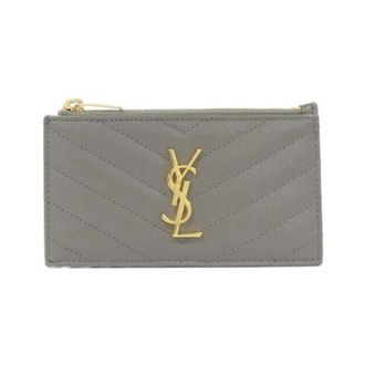 Saint Laurent Pre-owned Leder Portemonnaie - - Pre-owned - Damen - Grau - ONE SIZE