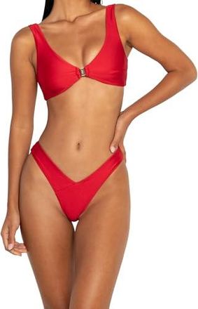 FAE Kendall Top Hibiscus, Medium Bikini, Red, M Womens
