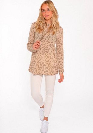 Zwillingsherz Kaschmirpullover Hoodie Leo Print Animal-Muster, Kapuze, Feinstrick, Langarm, Cashmere