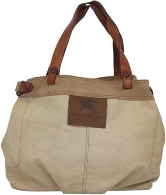 Burberry Pre-owned Toile sacs-main - Femme - Pre-owned - Beige - Taille: ONE Size