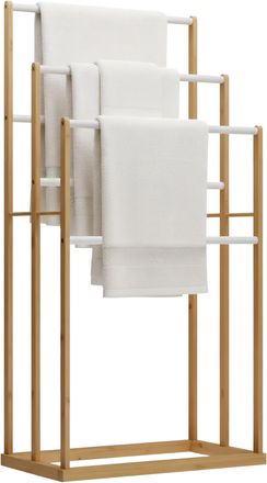 Clp Handtuchhalter ohne Bohren Holz Malami, Handtuchst&auml;nder freistehend Bambus Edelstahl, Badetuchhalter f&uuml;rs Bad, Farbe:Natur