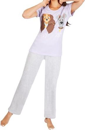 Disney Pyjamas pour Femmes | Pyjamas pour Femmes La Belle et Le Clochard | Vêtements de Nuit à Manches Courtes - VioletX-Large