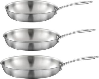 Cuisinox Gourmet - Lot 3 po&ecirc;les triply tout inox 24-28-32 cm avec poign&eacute;e fixe - Compatible tous feux - Acier Inox 18/1 - Finition Satin&eacute;e - Sans PFAS, PTFE, P