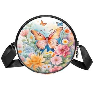 Generic Sac &agrave; bandouli&egrave;re rond pour femme, petit sac &agrave; bandouli&egrave;re avec fermeture &eacute;clair, bretelles r&eacute;glables, style d&eacute;contract&eacute;, pour femmes et filles