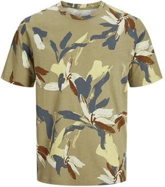Jack & Jones Jack & Jones Jorvarenna AOP T-Shirt &agrave; col Rond pour Homme, Beige fonc&eacute;, L