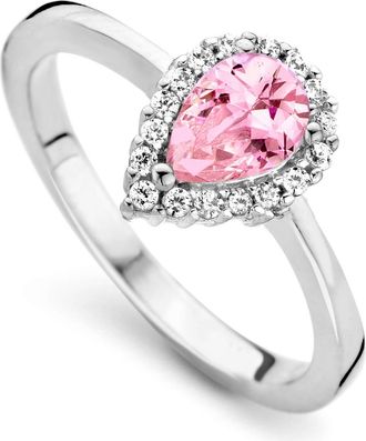 Orphelia Damen-Ring 925 Silber rhodiniert Zirkonia pink Tropfenschliff Gr. 50 (15.9)-ZR-7226/PI/50