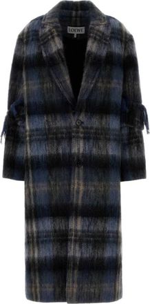Loewe Lang geschnittener Mantel mit Karomuster und Fransen&auml;rmel - - Coats - Damen - Mehrfarbig - XS