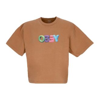 Obey Femme, Tops, Brun, Taille: 36 FR T-shirt Custom Crop Brown Sugar
