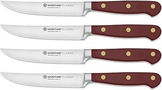 Wüsthof Classic Steakmesser-Satz mit 4 Messern, 12 cm, Tasty Sumac (Dunkel-Rot)