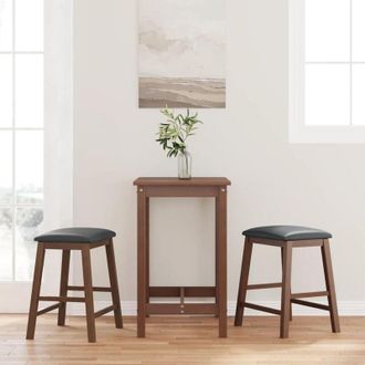 vidaXL Vidaxl - chaises de bar avec coussins 2 pcs marron bois massif dh&eacute;v&eacute;a