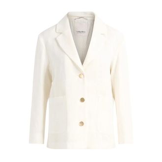 Max Mara Femme, Vestes, Blanc, Taille: 36 FR Veste Boxy en Toile de Lin