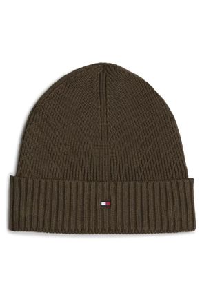 Tommy Hilfiger Herren Strickm&uuml;tze Flag Cotton Beanie mit Kaschmir, Mehrfarbig (Army Green), Einheitsgr&ouml;&szlig;e