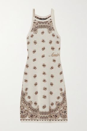 Amiri Neckholder-minikleid Aus Baumwoll-jacquard - Wei&szlig;