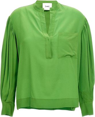 Nude blouse en soie - Vert