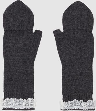 Ganni Mitaines Compact Wool Lace Phantom