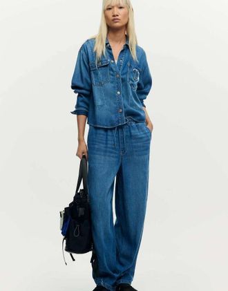 Desigual Pantalon en jean long &agrave; taille &eacute;lastique - Bleu