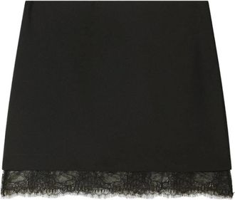 Patrizia Pepe Femme, Jupes, Noir, Taille: 42 FR Mini-jupe en cr&ecirc;pe avec dentelle