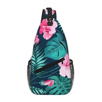 Generic Sacoche Bandouliere Imprim&eacute; floral Roses dHawa&iuml; Antivol Sac De Poitrine Multifonction Cross Body pour &eacute;cole Cyclisme Homme