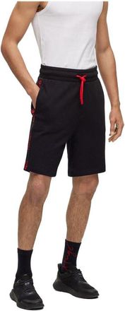 HUGO BOSS Herren Sporty Logo Shorts Shorts aus Baumwoll-Terry mit Logo-Stickereien und Tunnelzugbund Schwarz001 M