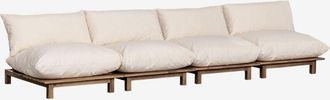 Sklum Modulares 4-teiliges Sofa aus Akazienholz Brina Creme-Beige