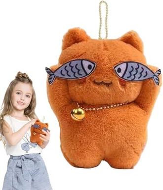 Generico Pendentif en peluche de chat de dessin anim&eacute; - Pendentif mignon pour filles, gar&ccedil;ons et adultes, adorable porte-cl&eacute;s pour, sac &agrave; dos | Cadeau, Orange,
