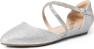 Dream Pairs Damen Flache Schuhe Ballerinas mit spitzer Zehenpartie Flache Schuhe niedrigem Keilabsatz Knöchelriemen Slip-on-Schuhe Elegante fürs Büro Arbeit,Size 