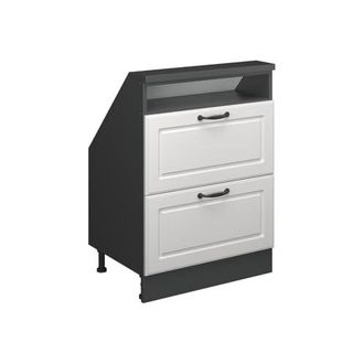 Vicco Meuble sous Pente R-Line, Blanc Cottage/Anthracite, 60cm avec 2 tiroirs