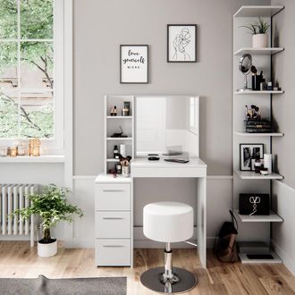 Vicco Schminktisch Weiß Meryl 40x127.4x79.9 cm - Frisiertisch, Stilvolles, modernes Design, das Sich leicht integrieren lässt