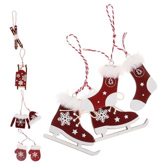 Aboofan 6 St&uuml;cke Christbaumschmuck Ski Thema Kugeln Set Skier Kleidung Hut Schlitten Dekorationen F&uuml;r Weihnachtsbaum H&auml;ngen