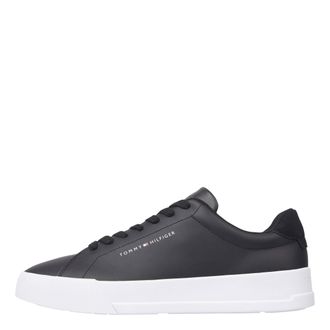 Tommy Hilfiger Herren Court Sneaker Detail Essential aus Leder, Schwarz (Black/Black), 40