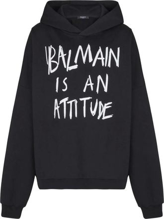 Balmain Homme, Sweatshirts et sweats &agrave; capuche, Noir, Taille: S Logo Sweat &agrave; capuche