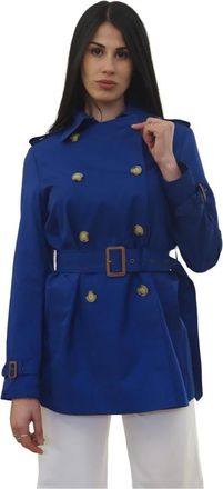 Ralph Lauren Femme, Manteaux, Bleu, Taille: 38 FR Trench-coat crois&eacute; ceintur&eacute;