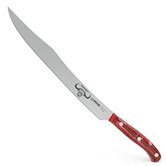 GIESSER seit 1776 - Made in Germany - Tranchiermesser 31 cm Red Diamond, PremiumCut Slicer No 1, Schinkenmesser, Acryl, rot, rostfrei, deutsches Grillmesser s