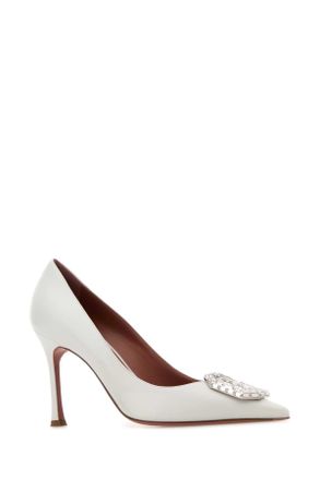 Amina Muaddi Womens Camelia Pump White Leather