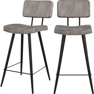 Rendez-Vous D&eacute;co Rendez-vous D&eacute;co - Lot de 2 chaises pour &icirc;lot central 66 cm en cuir synth&eacute;tique gris - texas