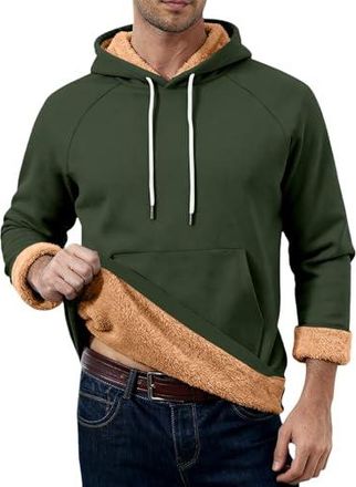Generic Sweat &agrave; capuche pour homme - Cordon de serrage - T-shirt &agrave; manches longues - Couleur unie - Sweat &agrave; capuche doubl&eacute; - Confortable - Pull en polaire d&eacute;c