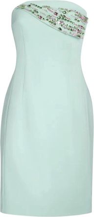 Genny Femme, Robes, Vert, Taille: 34 FR Cady Bustier Dress With Embroidered Neckline