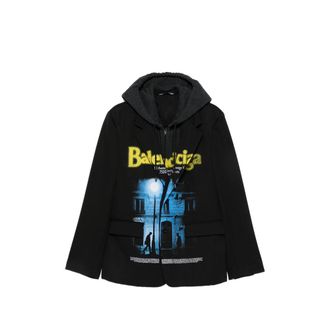 Balenciaga Hooded Wool Blazer - Grey