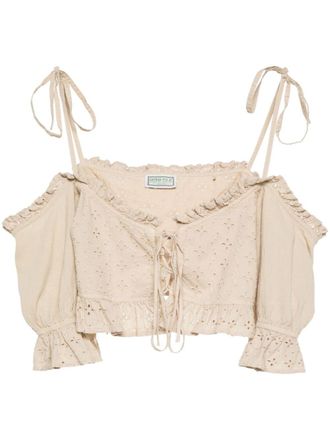 Guess Co Top mit Lochstickerei - Nude