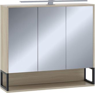 Vicco Armoire de toilette Vionna, Chêne/noir, 80x71.5cm avec lumière led