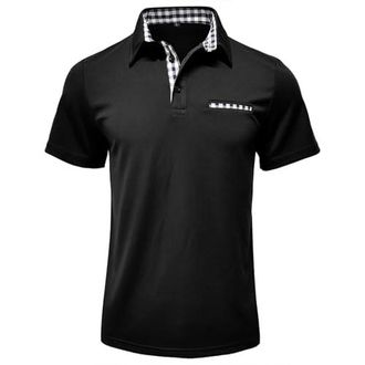 Generic Polo pour homme d&eacute;contract&eacute; avec blocs de couleurs pour homme, manches courtes, t-shirt polyvalent pour la mode estivale, Noir, XL
