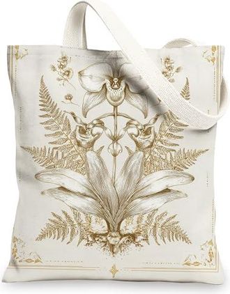 Generic Sacs fourre-tout vintage en toile à motif floral élégant, sacs de courses réutilisables, légers et lavables pour salle de sport, voyage, plage, 33 x 3