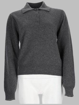 Maison Margiela Virgin Wool Knit Polo Sweater - Gray
